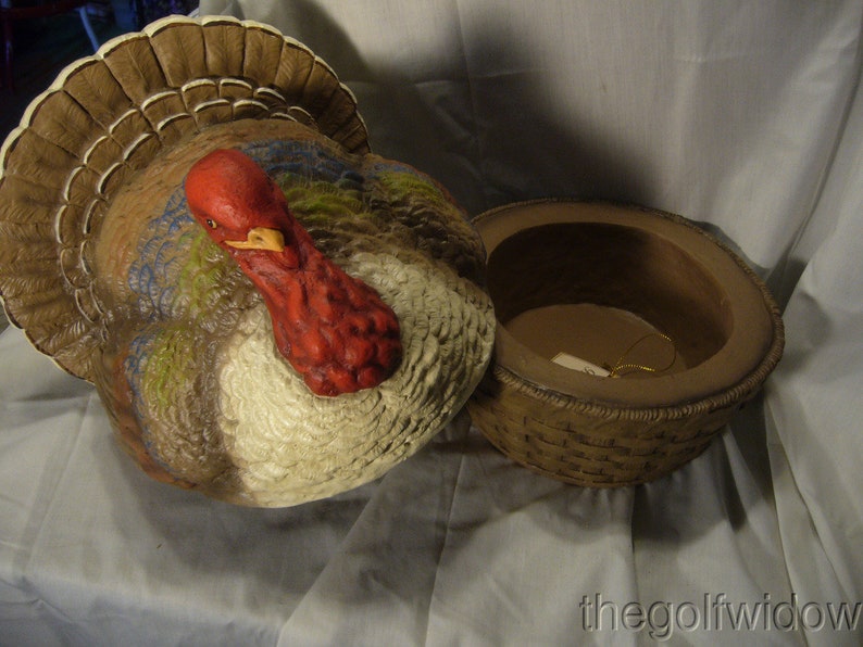 Vintage Thanksgiving Turkey Container Hand Painted Large TD3157 - Etsy