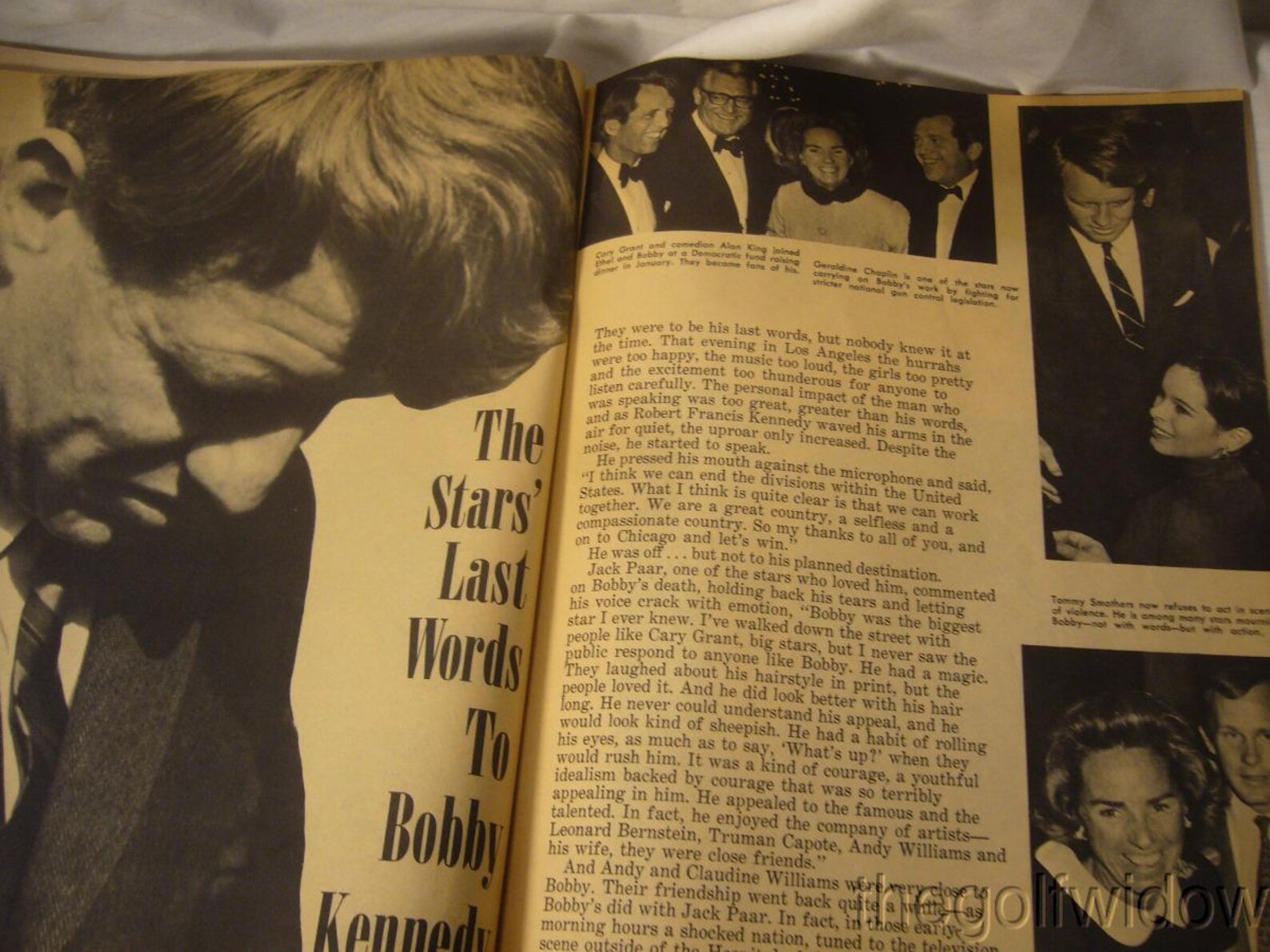 1968 Movie Stars Oct. Magazine Stars Last Words to Bobby Kennedy Carol ...
