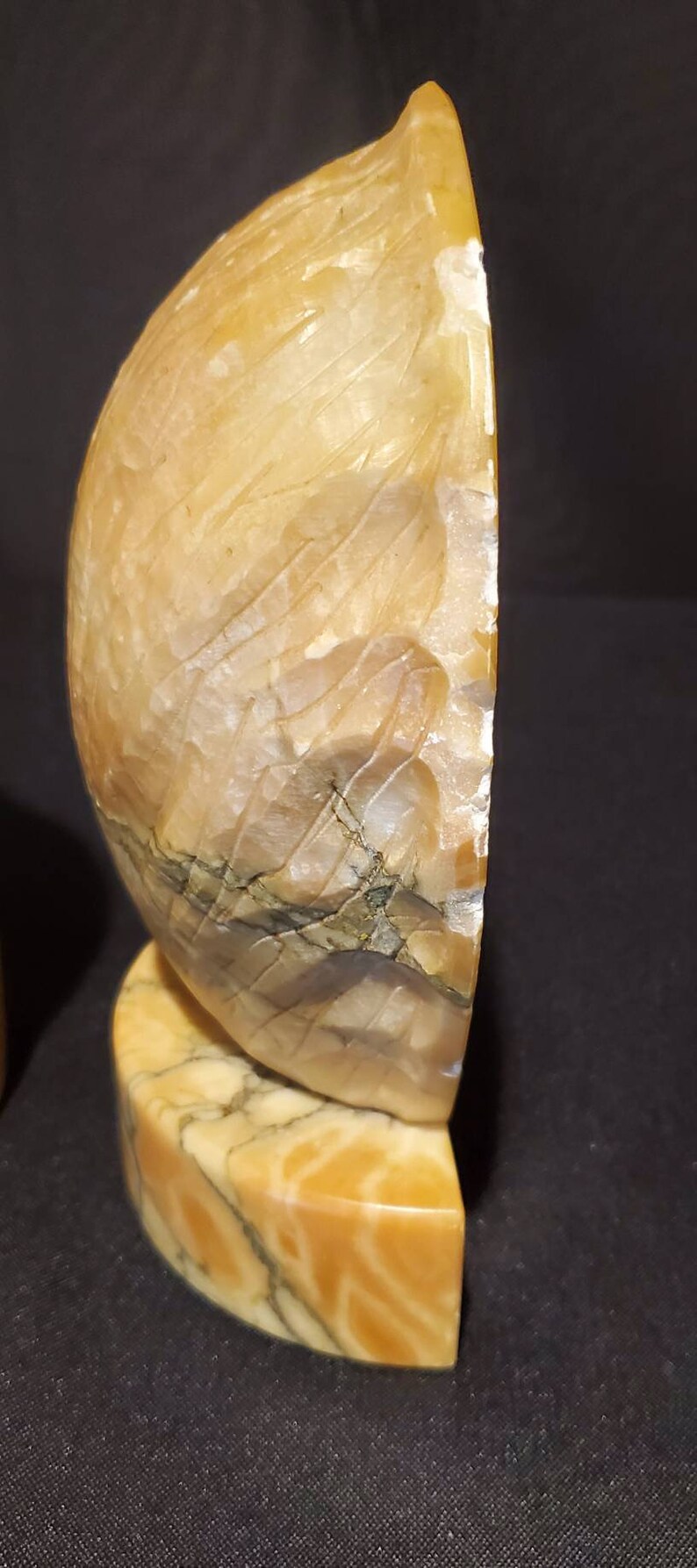 Vintage Pair Genuine Alabaster Italian Hand Carved Shell 7.5" Tall ...