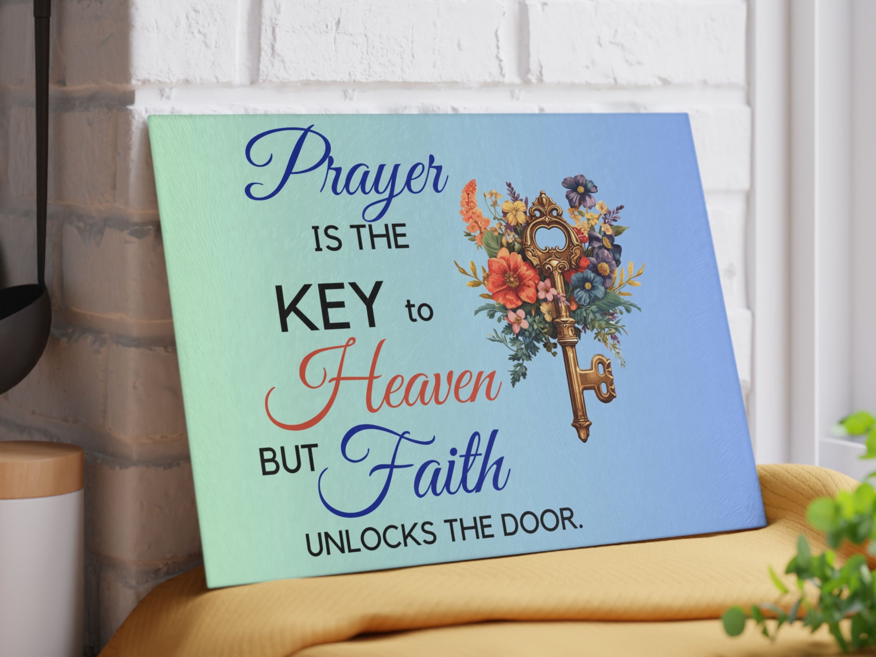 Sublimation Design for a Glass Cutting Board DIGITAL, prayer is the Key ...