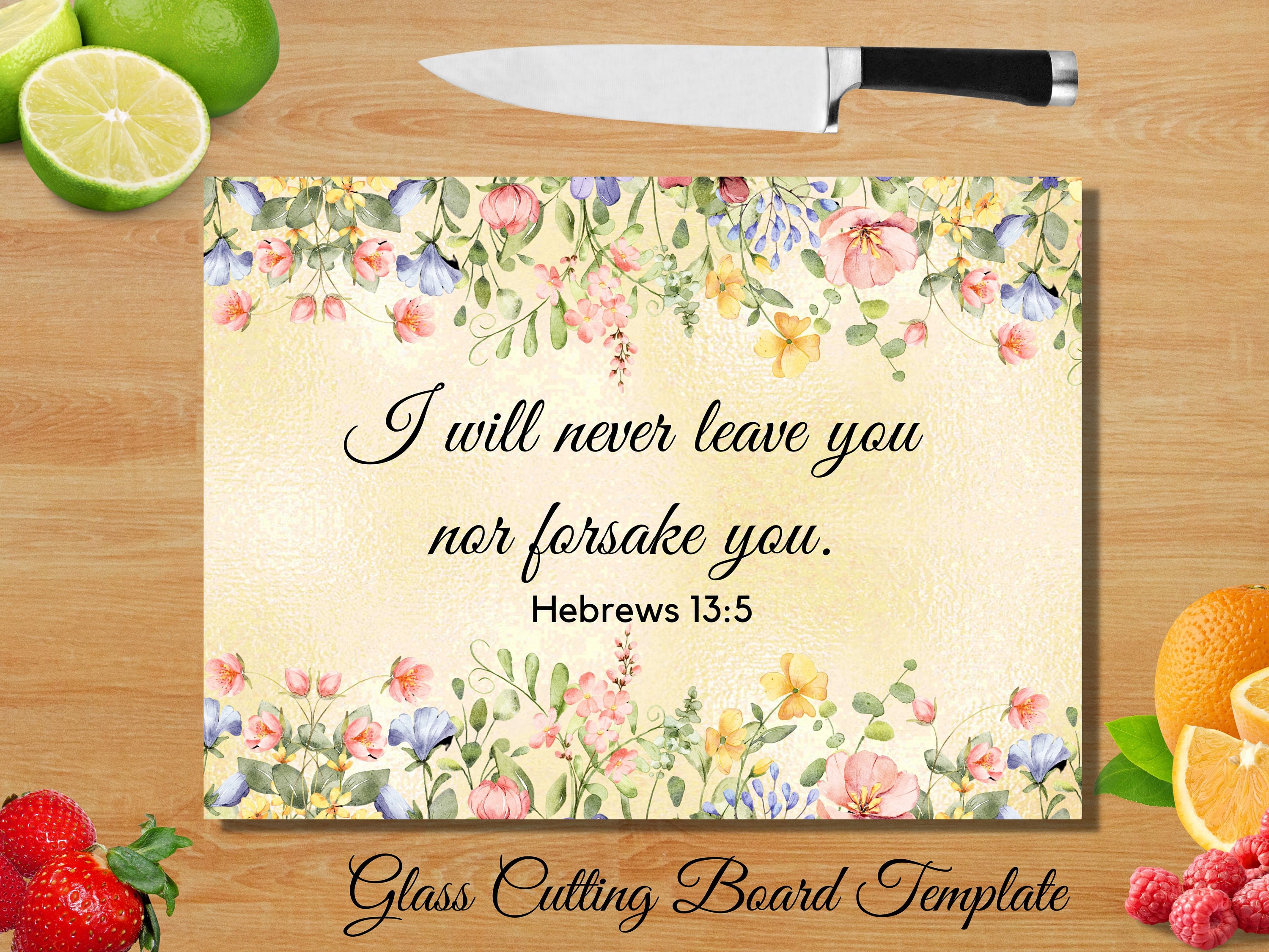 Sublimation Design for a Glass Cutting Board DIGITAL, Hebrews 13:5, i ...