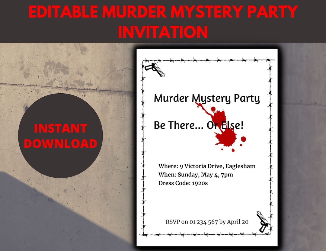 Murder Mystery Party Invitation, Whodunnit Game, Detective Mystery ...