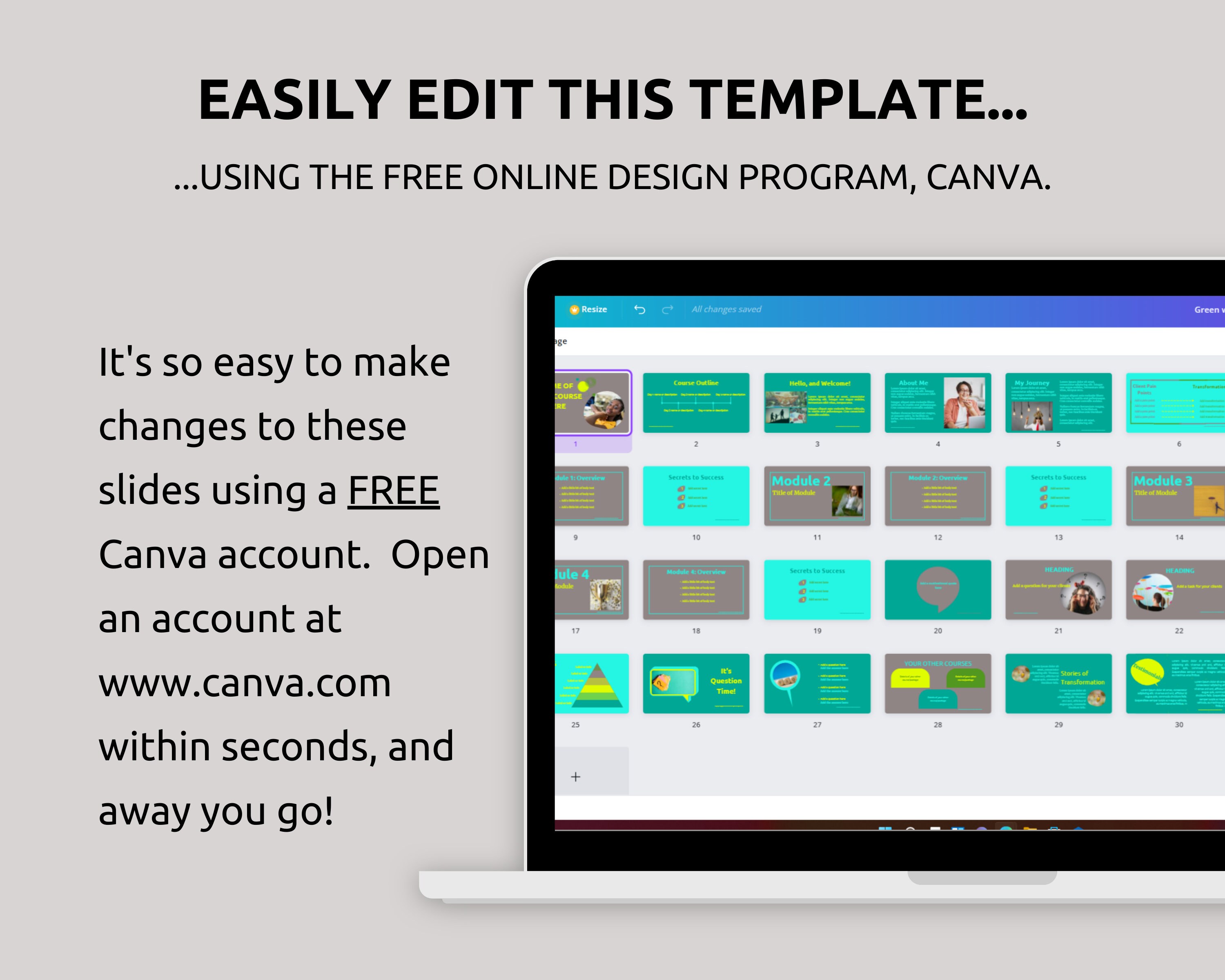 Editable Canva Slide Template for Online Course Creators and Coaches ...