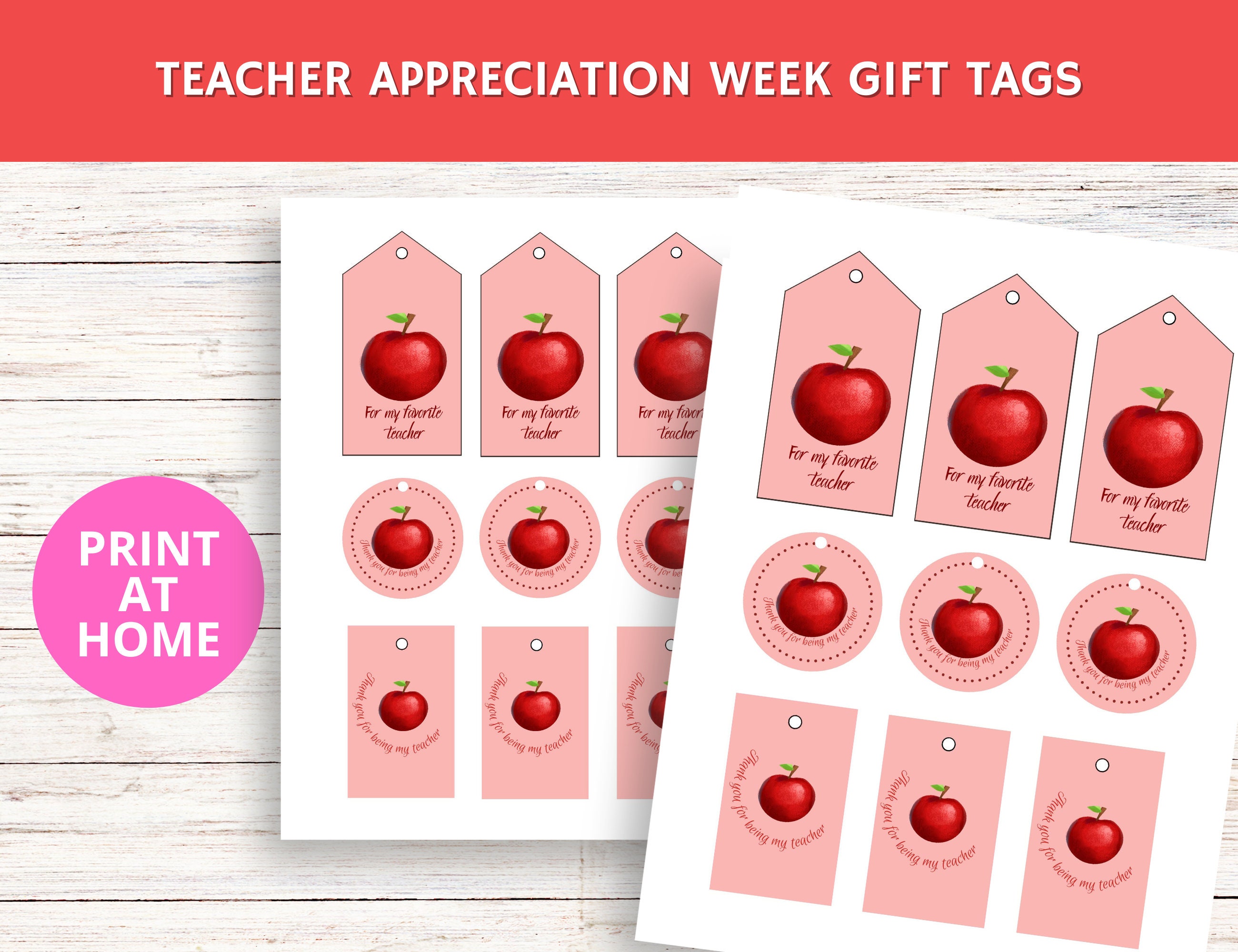 Printable Thank You Teacher Appreciation Gift Tag Instant Download ...