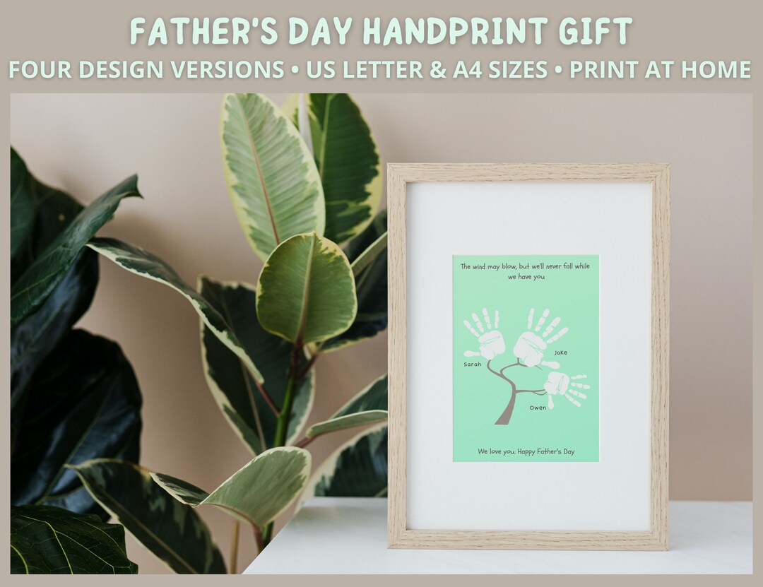 Father's Day Handprint Footprint Gift for Dad, Print at Home Gift for ...