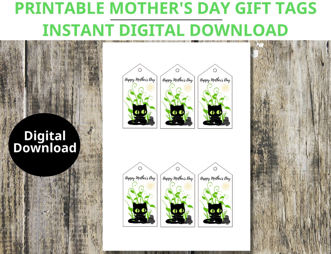 Mother's Day Printable Gift Tag, Cat Loving Mom Gift Tag, Instant ...