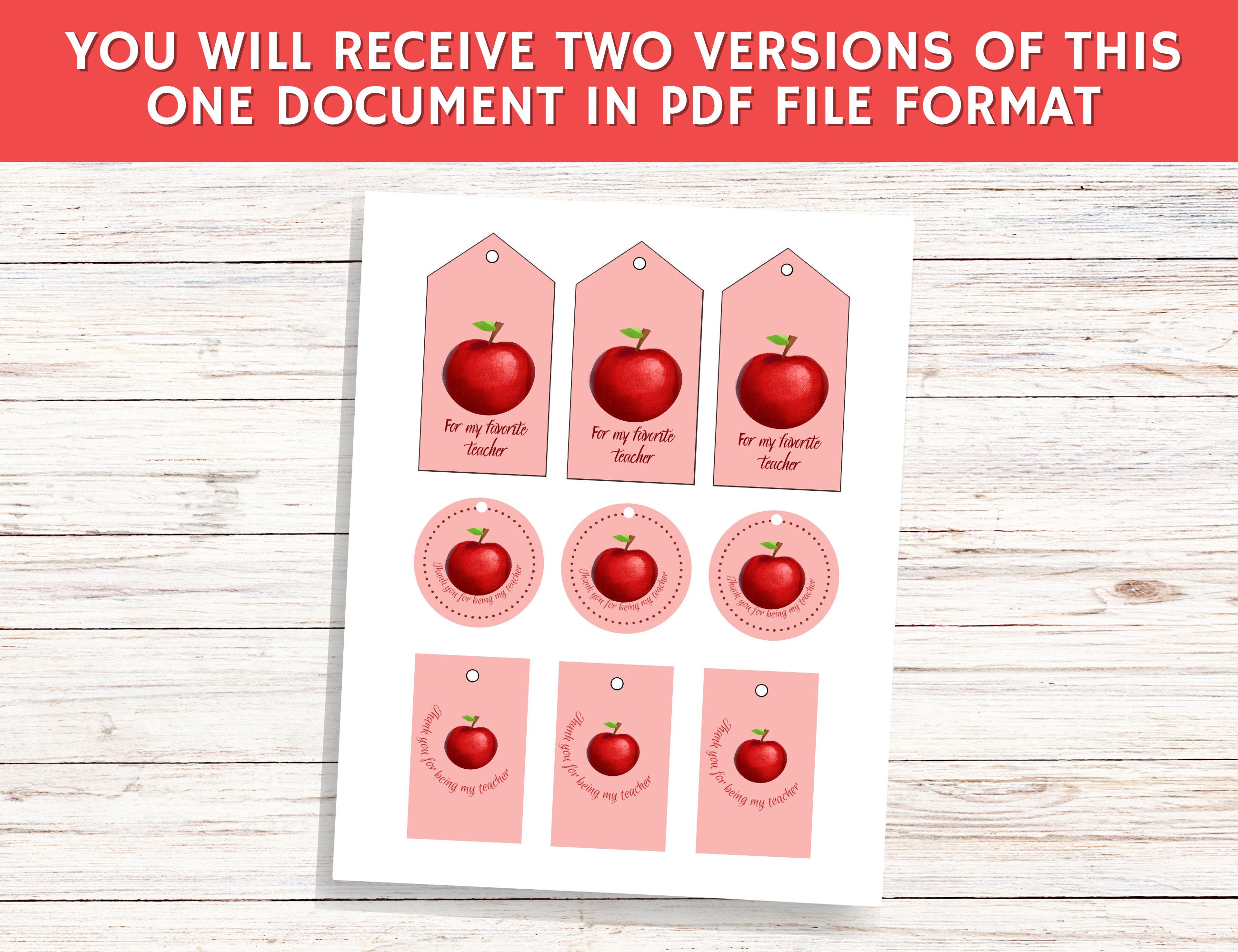 Printable Thank You Teacher Appreciation Gift Tag Instant Download ...