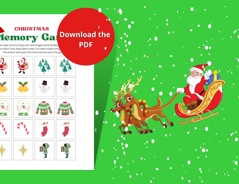 Printable Christmas Memory Game, Party Game for Kids at Christmas, Fun ...