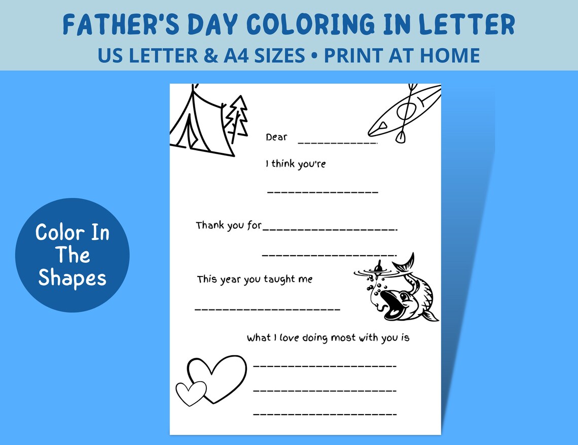 Coloring in Letter for Father's Day, Father's Day Appreciation Letter ...