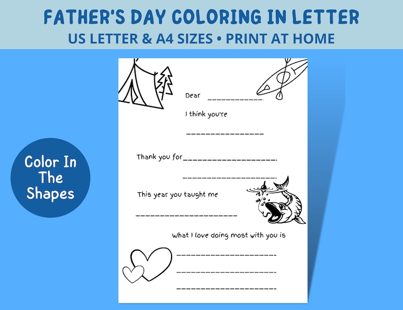 Coloring in Letter for Father's Day, Father's Day Appreciation Letter ...