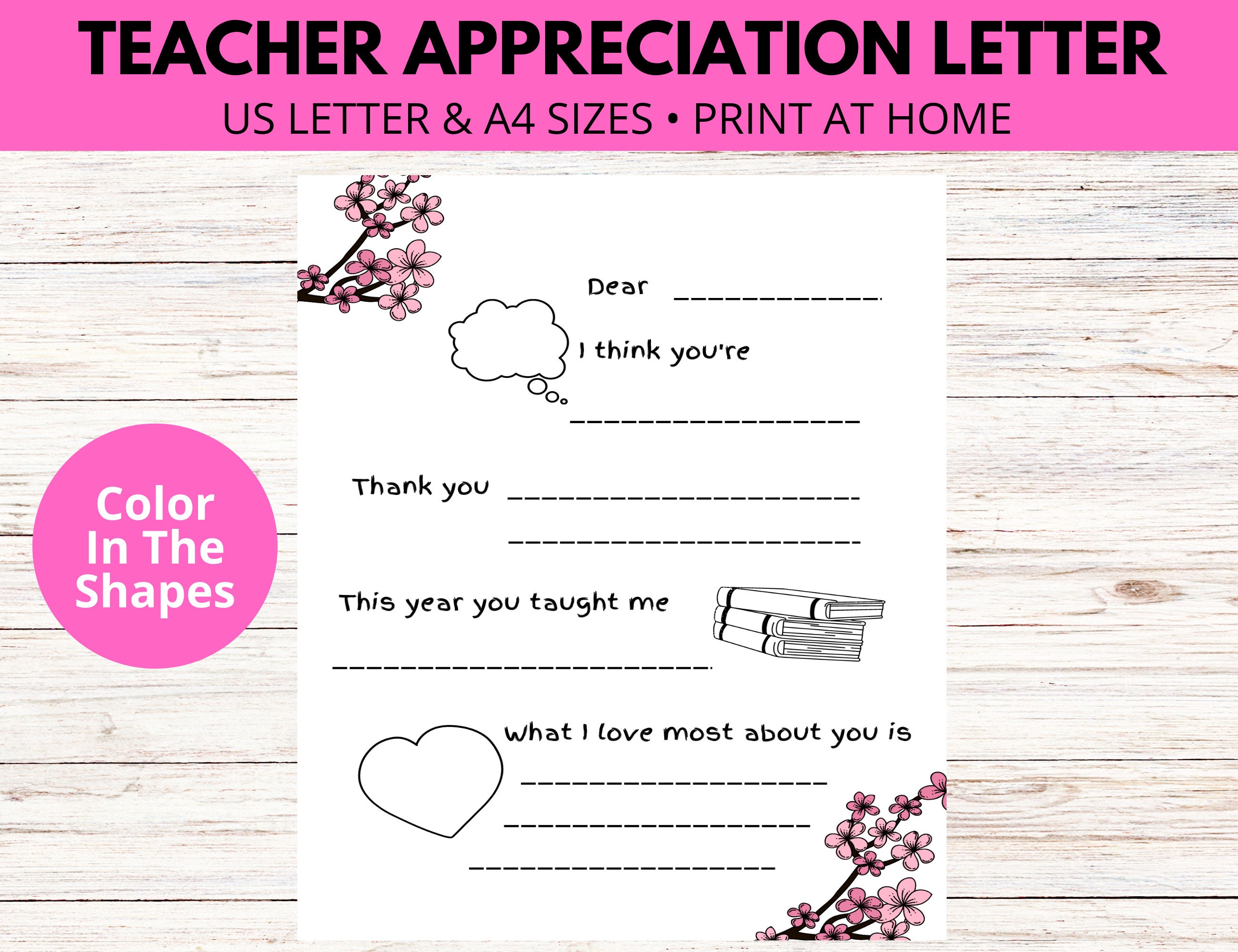 Printable Teacher Appreciation Week Coloring in Letter, Apple Cherry ...