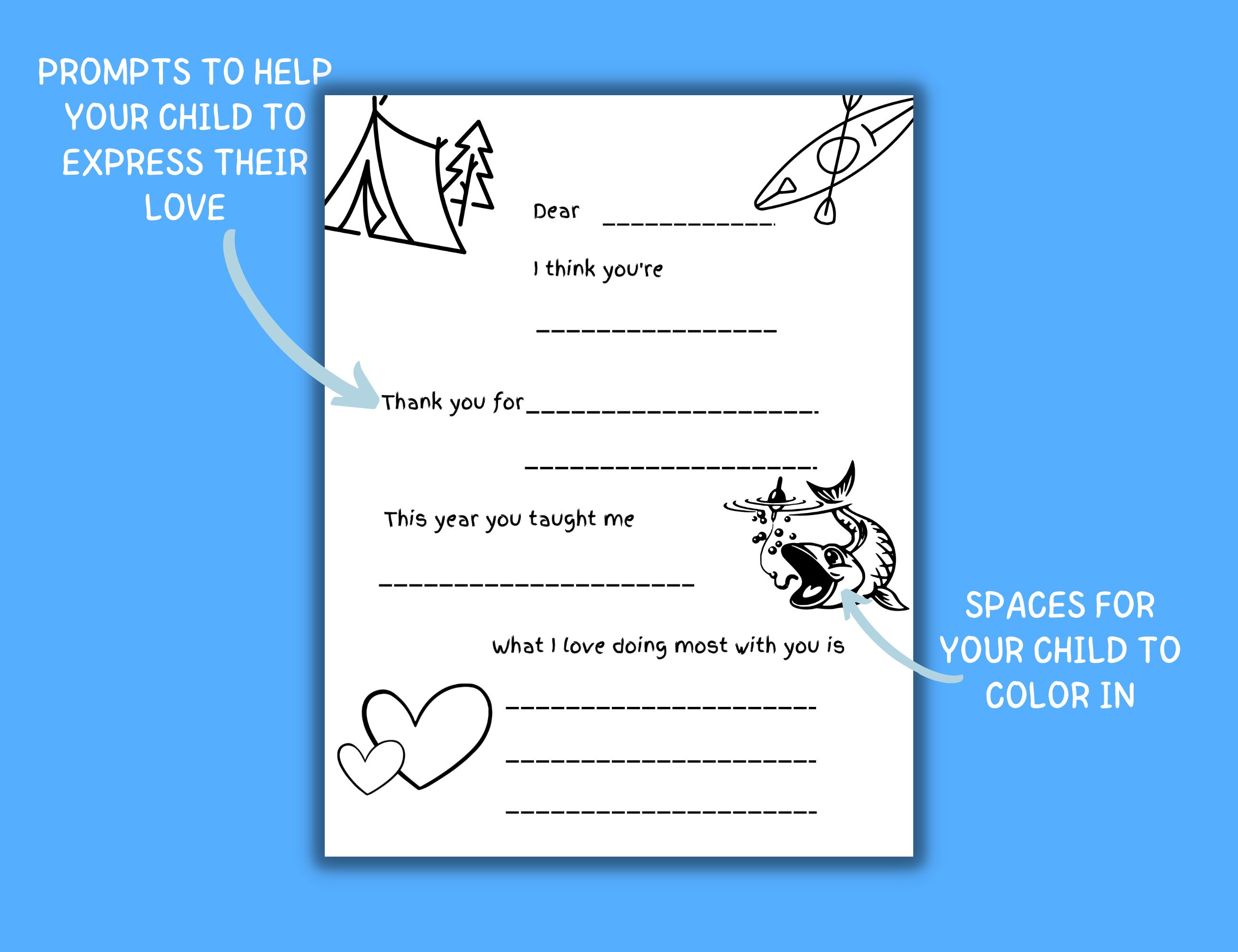 Coloring in Letter for Father's Day, Father's Day Appreciation Letter ...