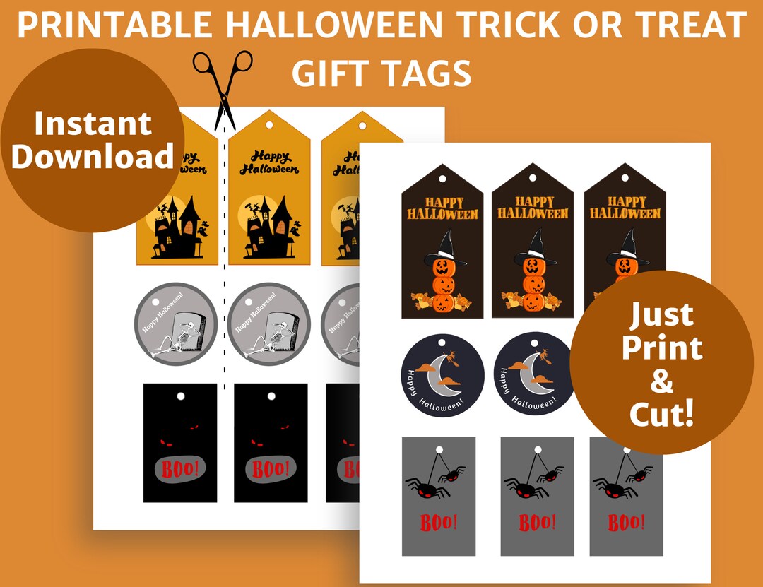 Halloween Party Favor Tag Printable, Gift Tags Halloween Treats, Witch ...