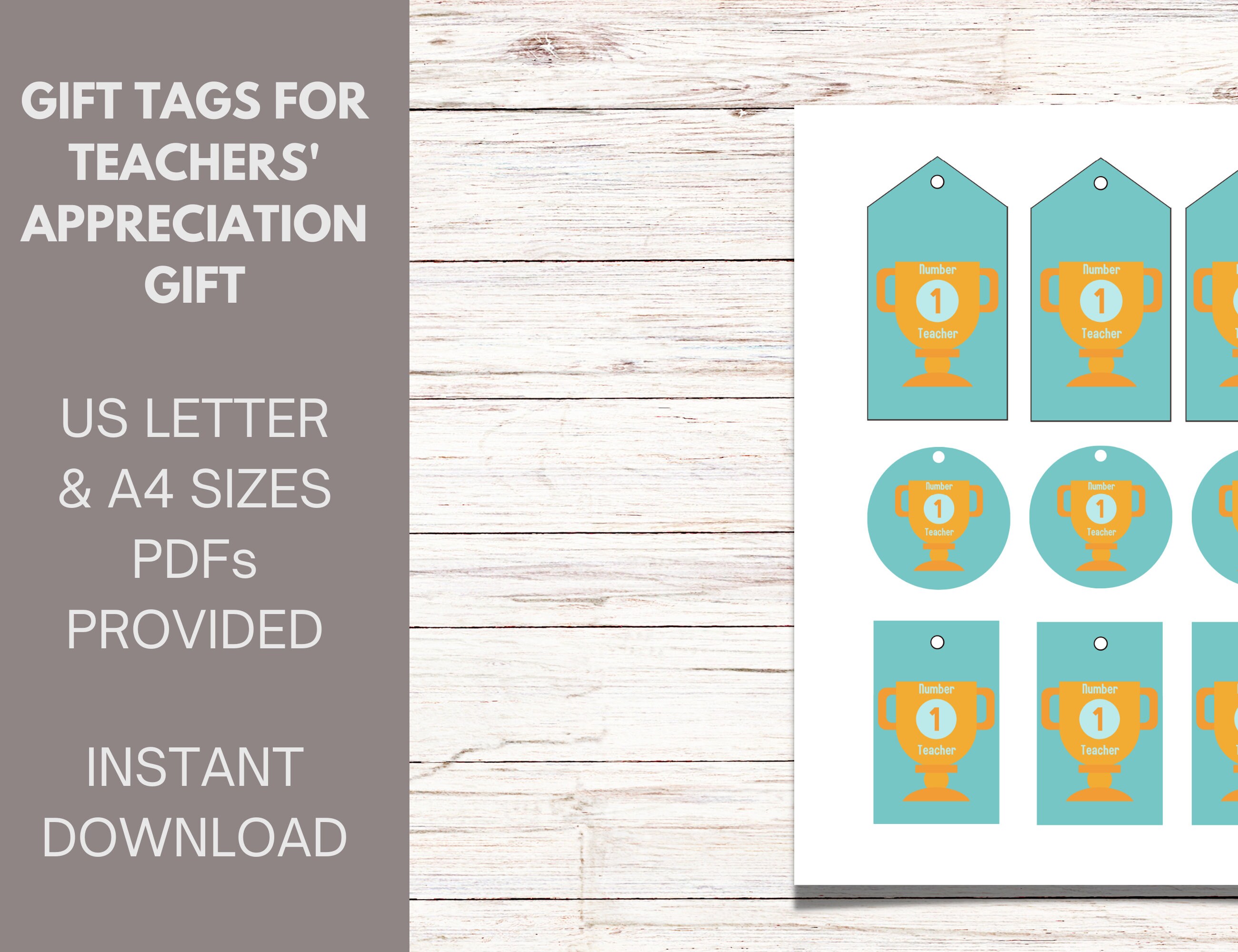 Printable No. 1 Teacher Appreciation Week Gift Tags Downloadable and ...