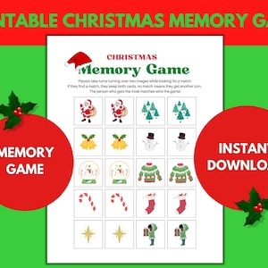 Printable Christmas Memory Game, Party Game for Kids at Christmas, Fun ...