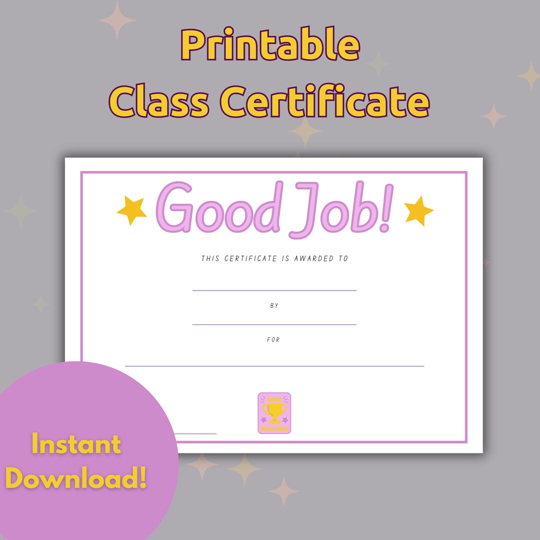 Printable Class Certificate, School Certificate of Achievement, End of ...
