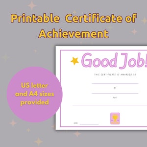 Printable Class Certificate, School Certificate of Achievement, End of ...