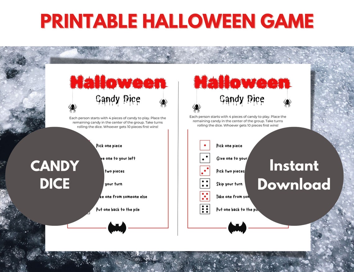 Printable Candy Dice Game for Halloween Halloween Game for - Etsy