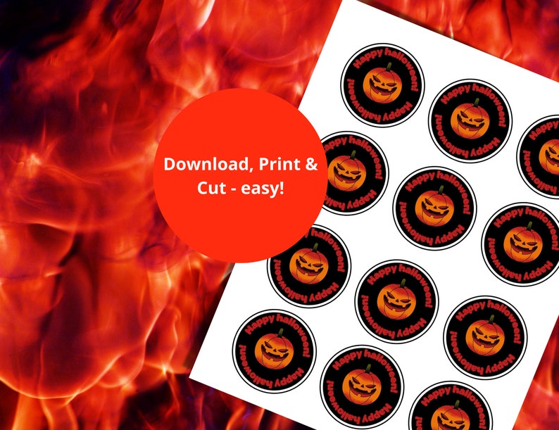 Printable Halloween Cupcake Toppers, Scary Halloween Pumpkin Cupcake ...