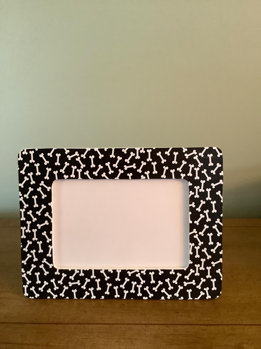 Decoupage Desktop Black and White Dog Bone Picture Frame - Etsy
