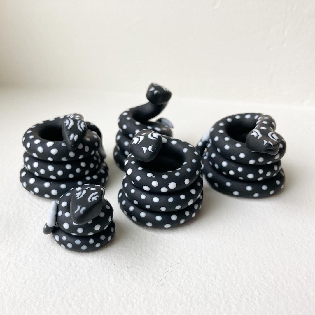 Black & White Snake Figurine / Turn Token / Miniature Polymer Clay ...