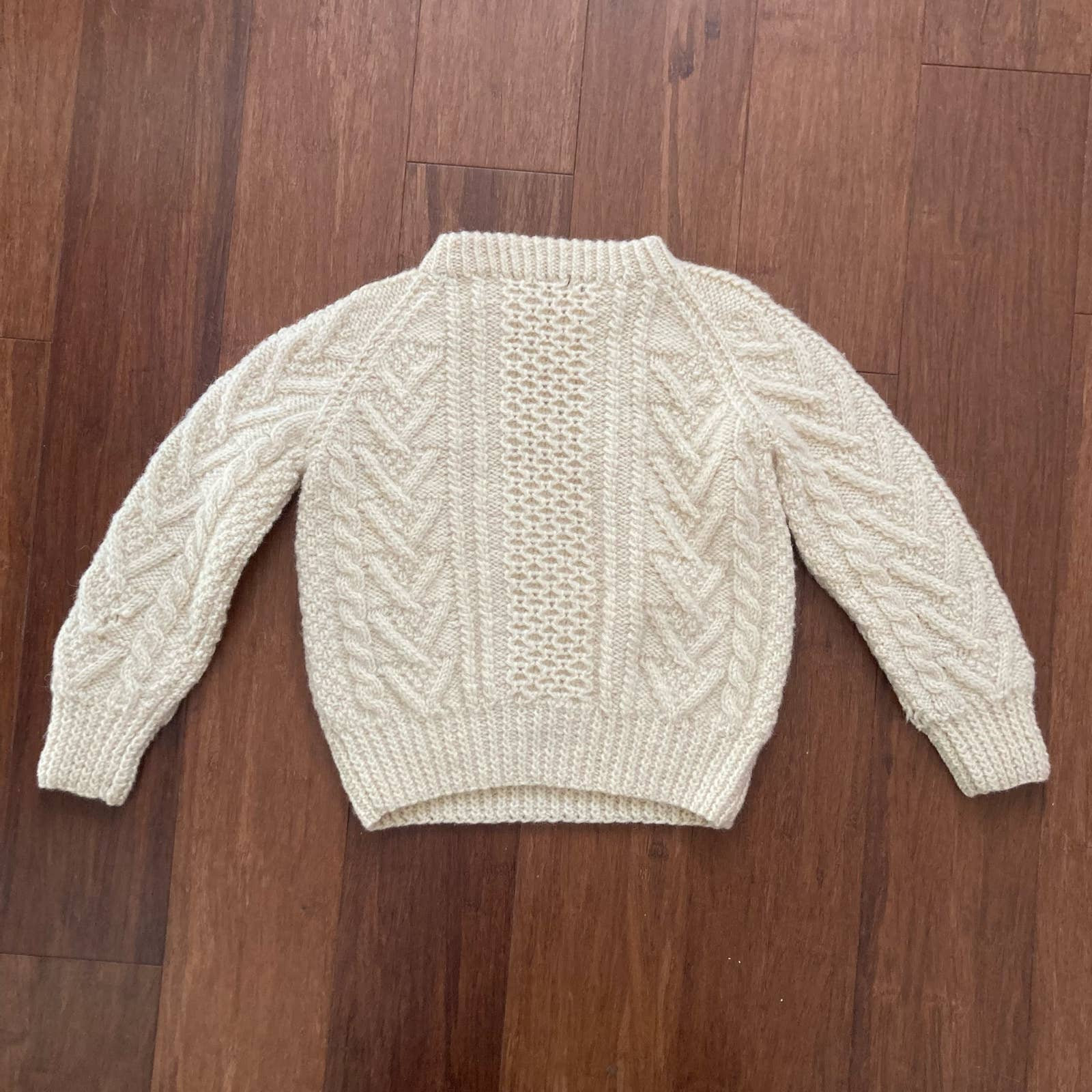 Vintage 60s Kids Fisherman Sweater Cableknit Cream Donegal Wool Irish ...