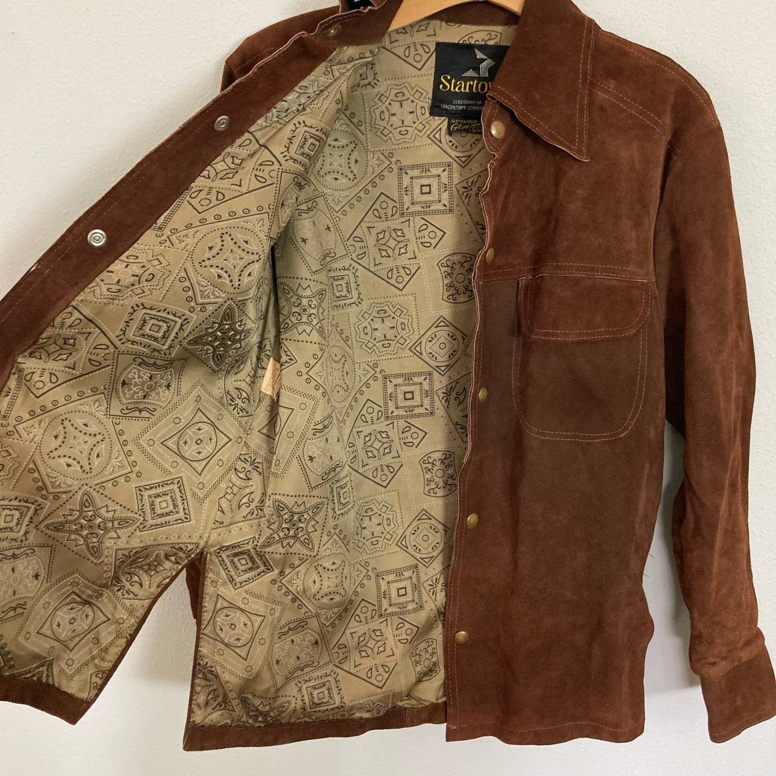 Vintage 70s Mens Chocolate Brown Suede Leather Dagger Collar Jacket by ...