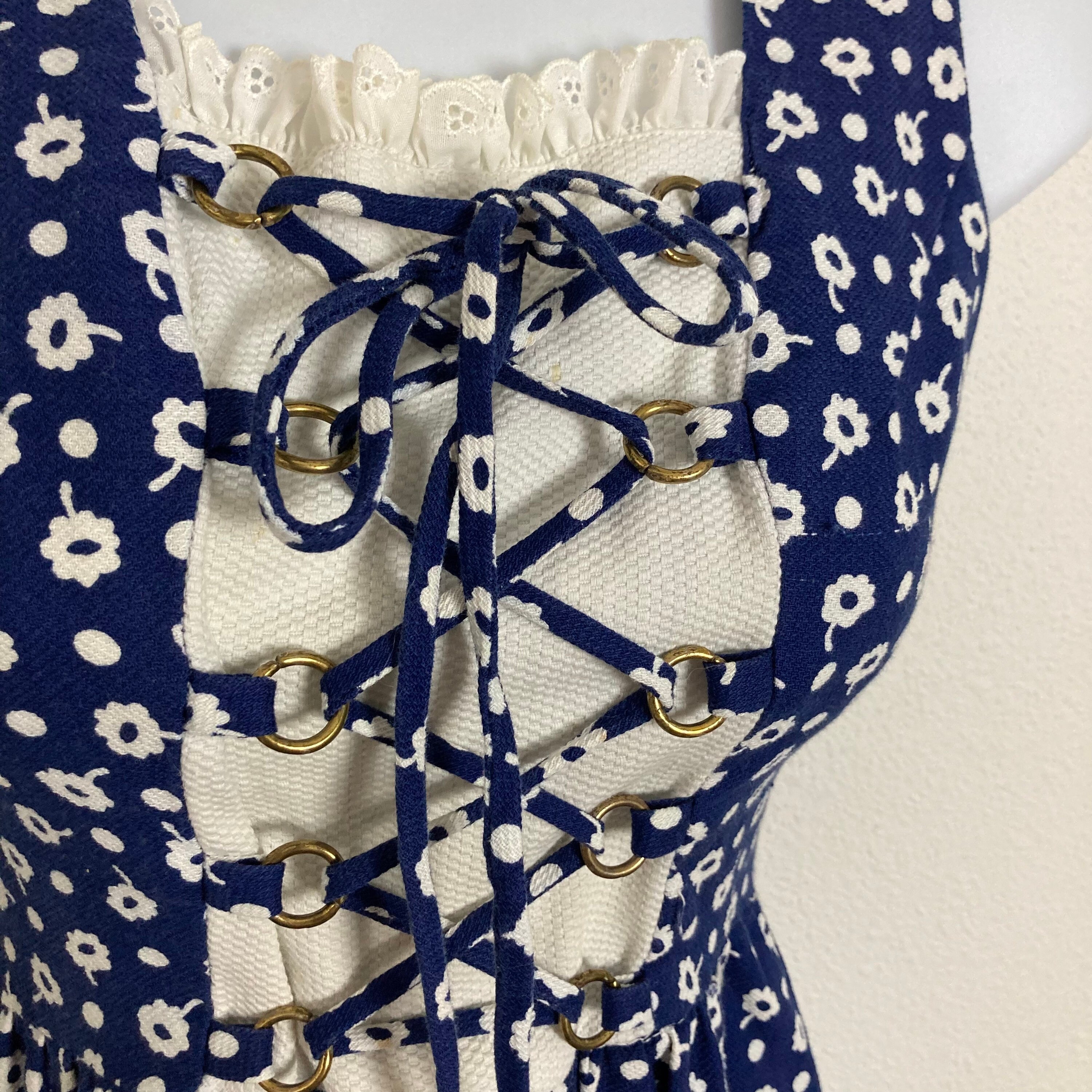 Vintage 60s / 70s Floral Corset Lace up Groupie Blue Mini - Etsy