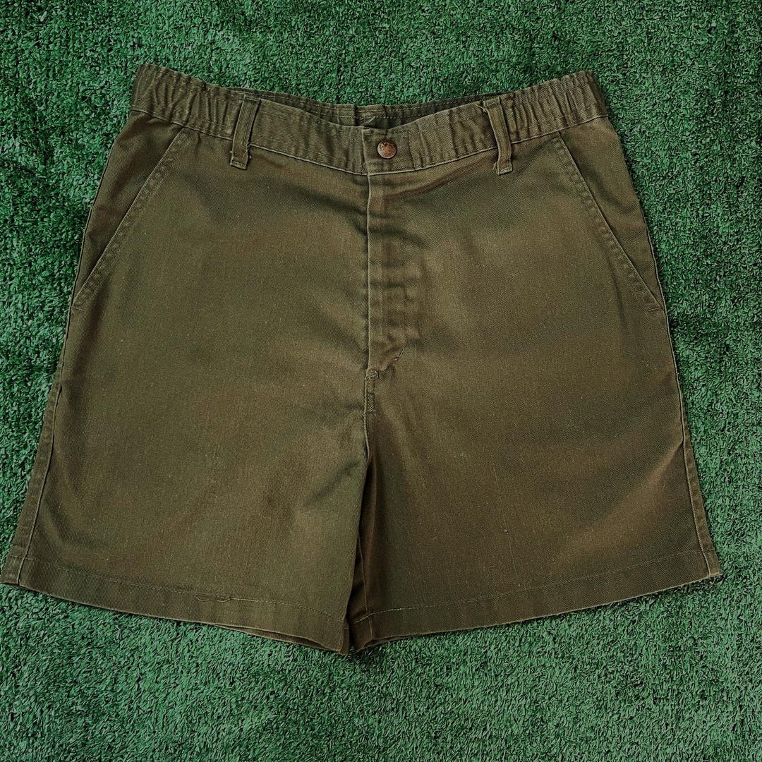 Vintage 70s / 80s Boys Scout Shorts High Rise Army Green Camp // Size ...