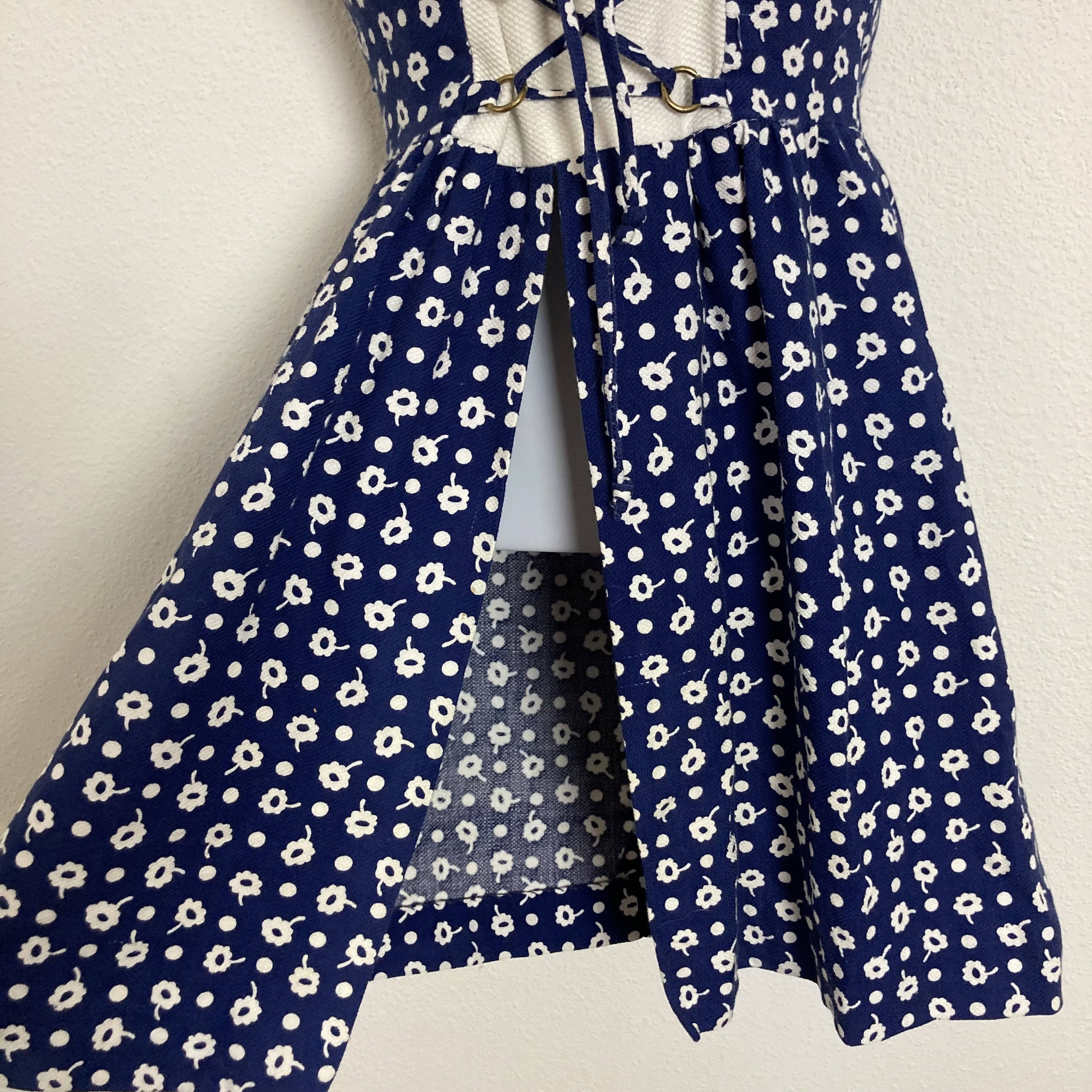 Vintage 60s / 70s Floral Corset Lace up Groupie Blue Mini - Etsy