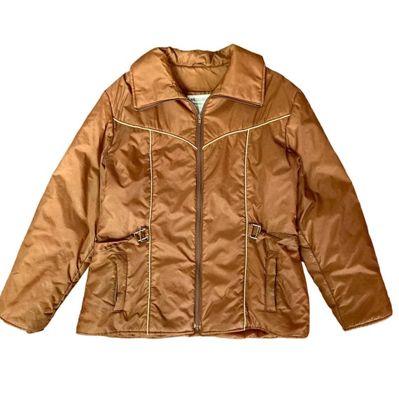 Vintage 70s Mens Brown Puffer Ski Jacket Coat by MG J… - Gem