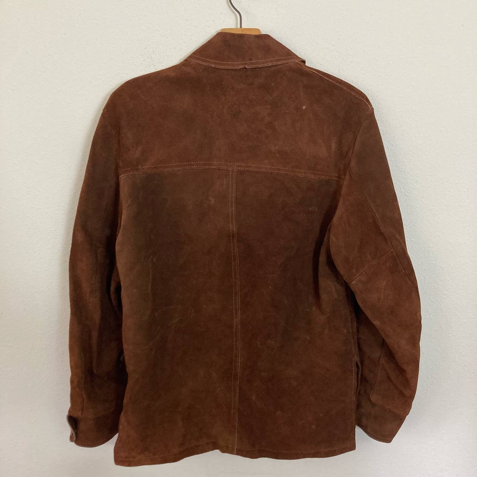 Vintage 70s Mens Chocolate Brown Suede Leather Dagger Collar Jacket by ...