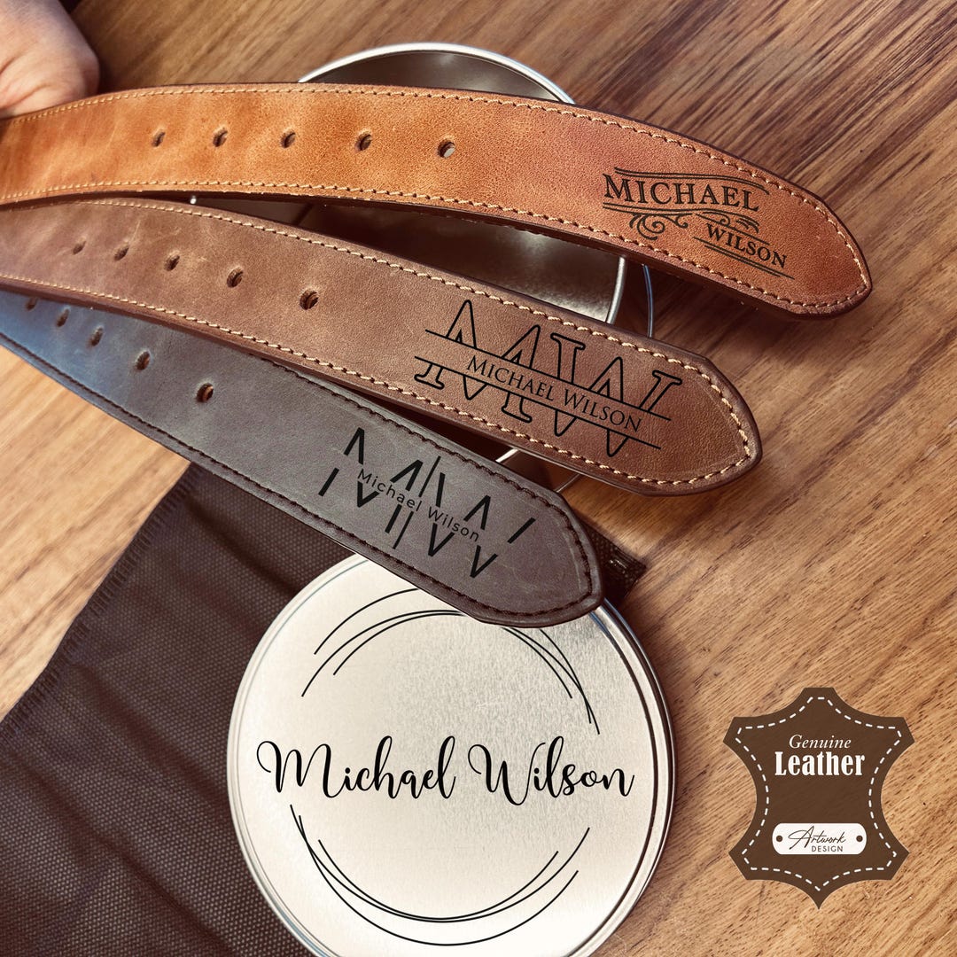 PERSONALIZED LEATHER BELT for Men, Engraved Gift for Him, Custom Man ...