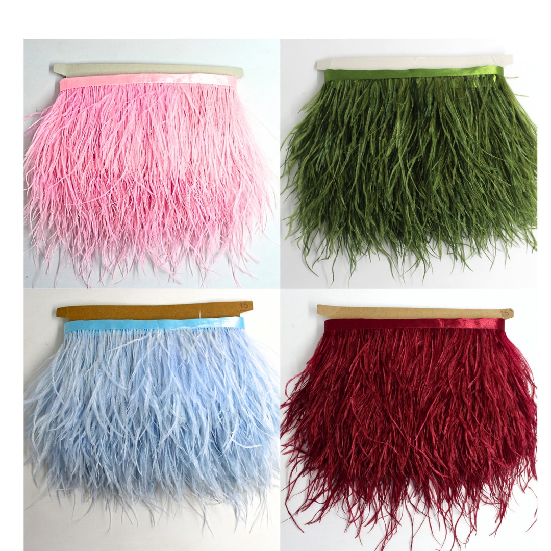 13-15cm Ostrich Feather Fringe Trim/feather Dress/feather Trim by the ...