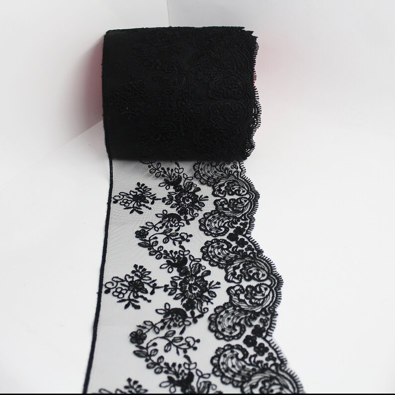 140mm Black and White Edging Lace Trim/5,5 Inch Lace Fabric/tulle Lace ...