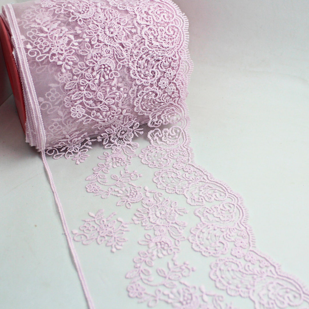 140 Mm Light Pink Edging Lace Trim/5,5 Inch Lace Fabric/tulle Lace/pink ...