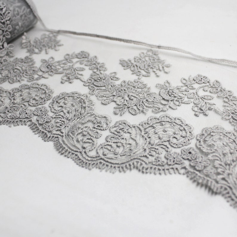 140mm Gray Lace Trim/5,5 Inch Lace Fabric/tulle Lace/embroidered Lace ...