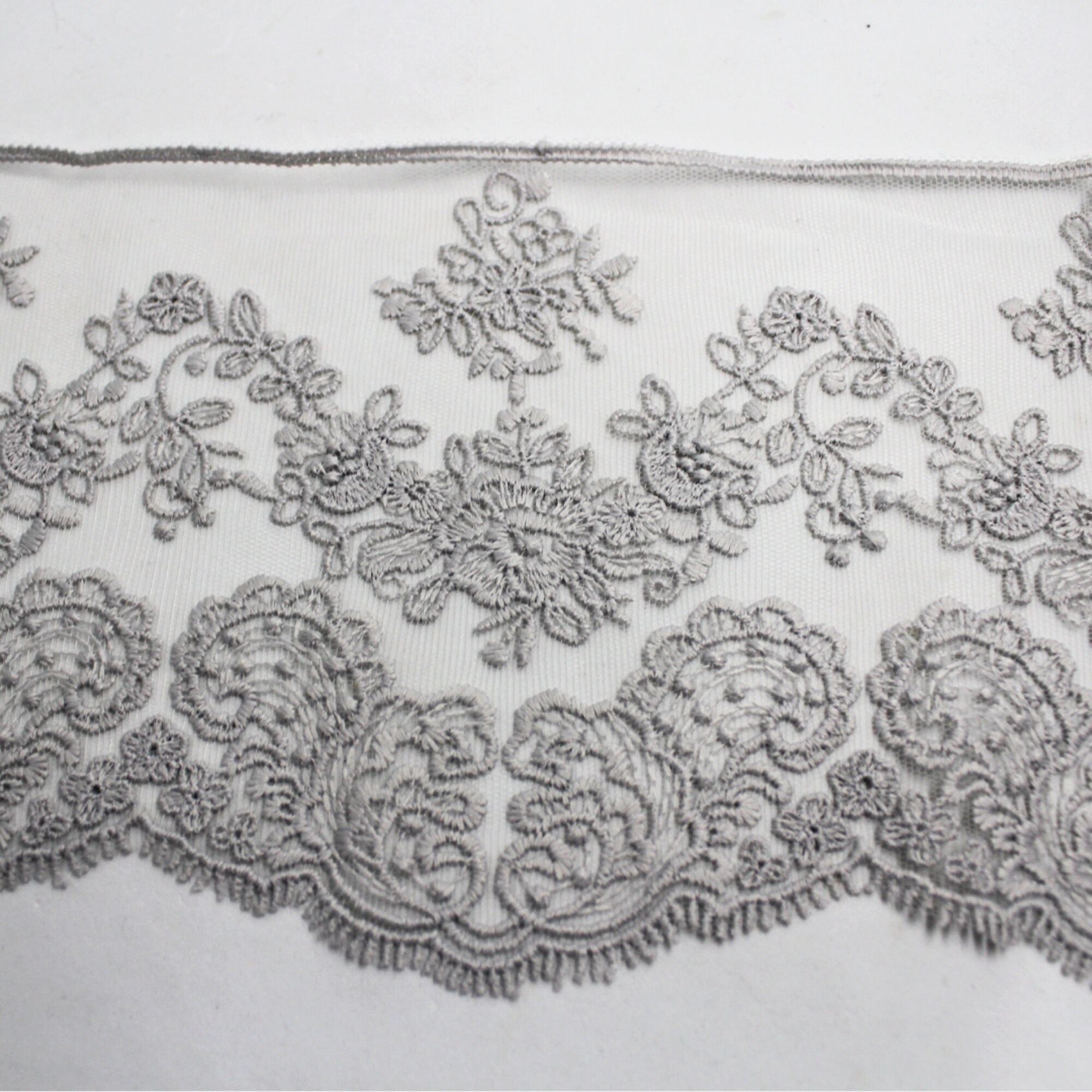 140mm Gray Lace Trim/5,5 Inch Lace Fabric/tulle Lace/embroidered Lace ...