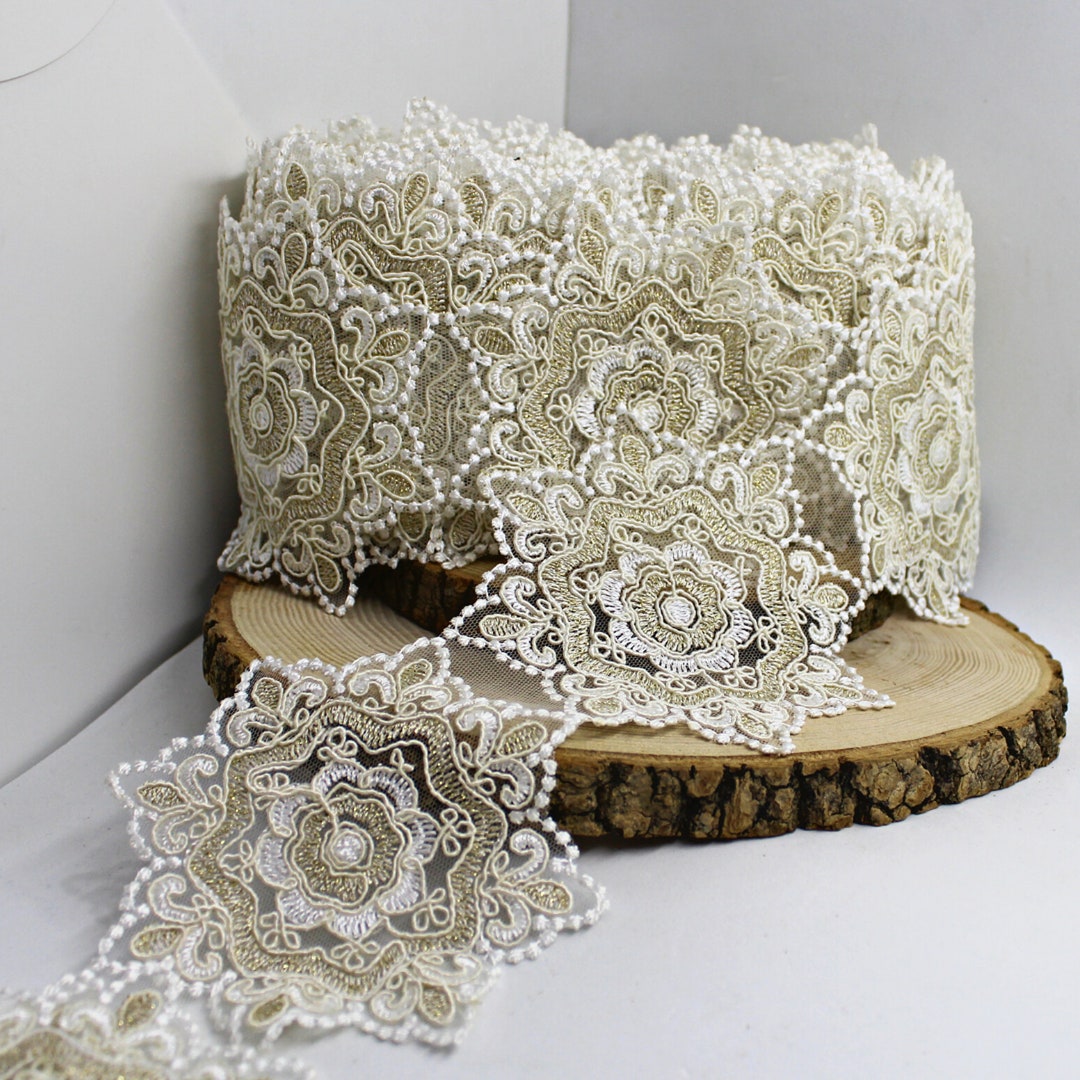 110mm4,3 Inchcream Edging Lace/tulle Lace/embroidered Lace/guipure Lace ...