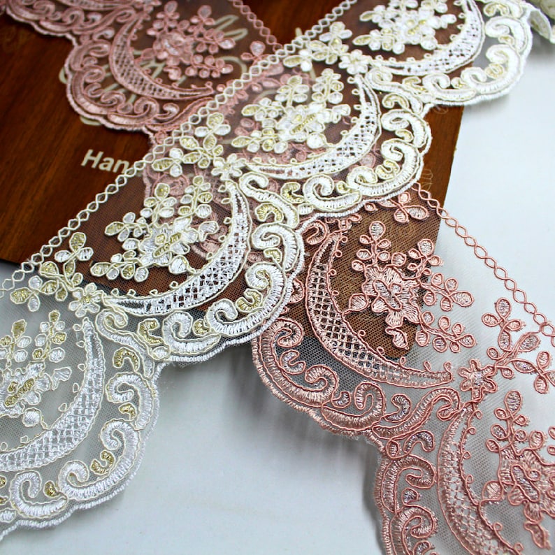 90mm Edging Lace Trim/3,5inch Lace Fabric/cream Lace by the Yard ...