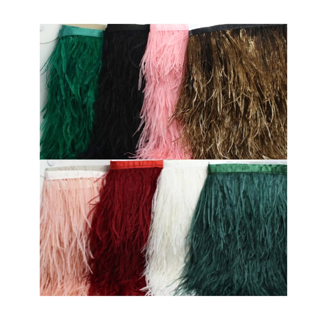 13-15cm Ostrich Feather Fringe Trim With Ribbon Tape/feather Trim ...