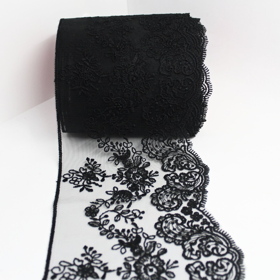 140mm Black and White Edging Lace Trim/5,5 Inch Lace Fabric/tulle Lace ...