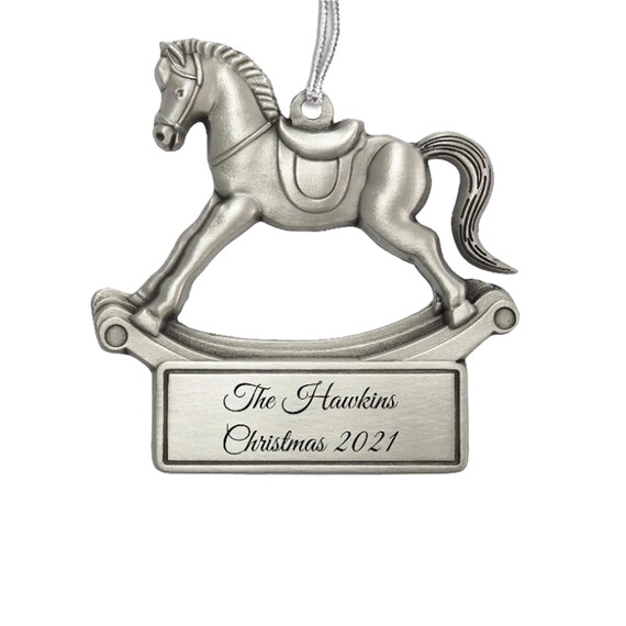 Rocking Horse Pewter Ornament Personalized Engraving Made in | Etsy