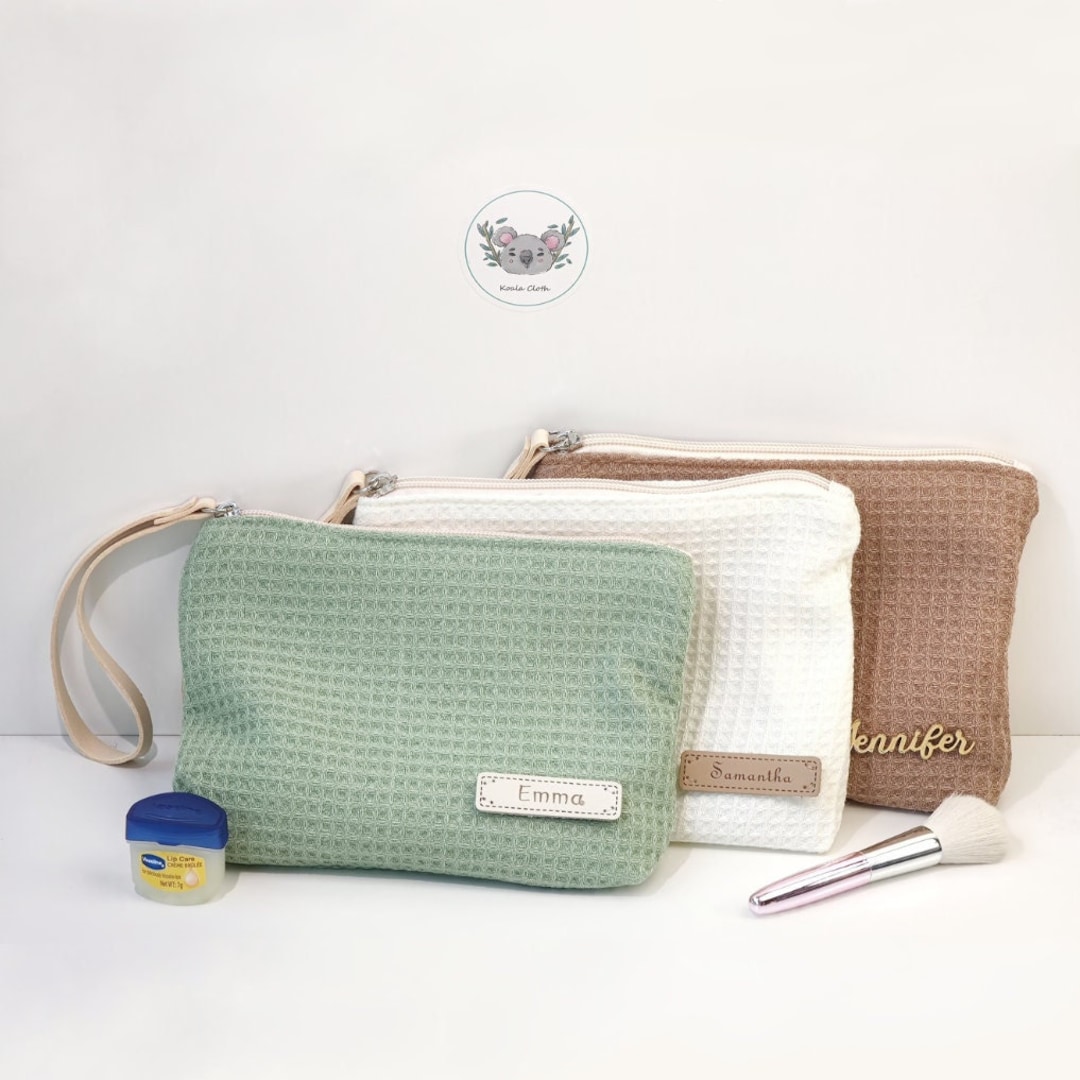 Personalized Wristlet Makeup Bag Cute Custom Name Zipper Pouch Wristlet ...