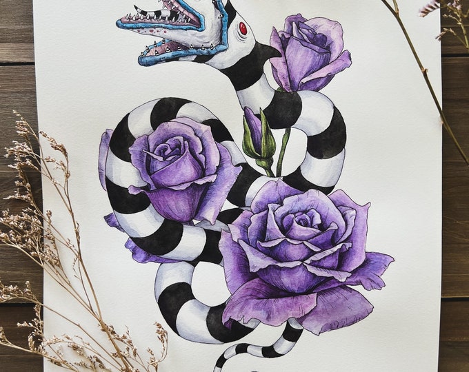 Sandworm Fine Art Print, Watercolor Art , Beetlejuice, Fan Art ...