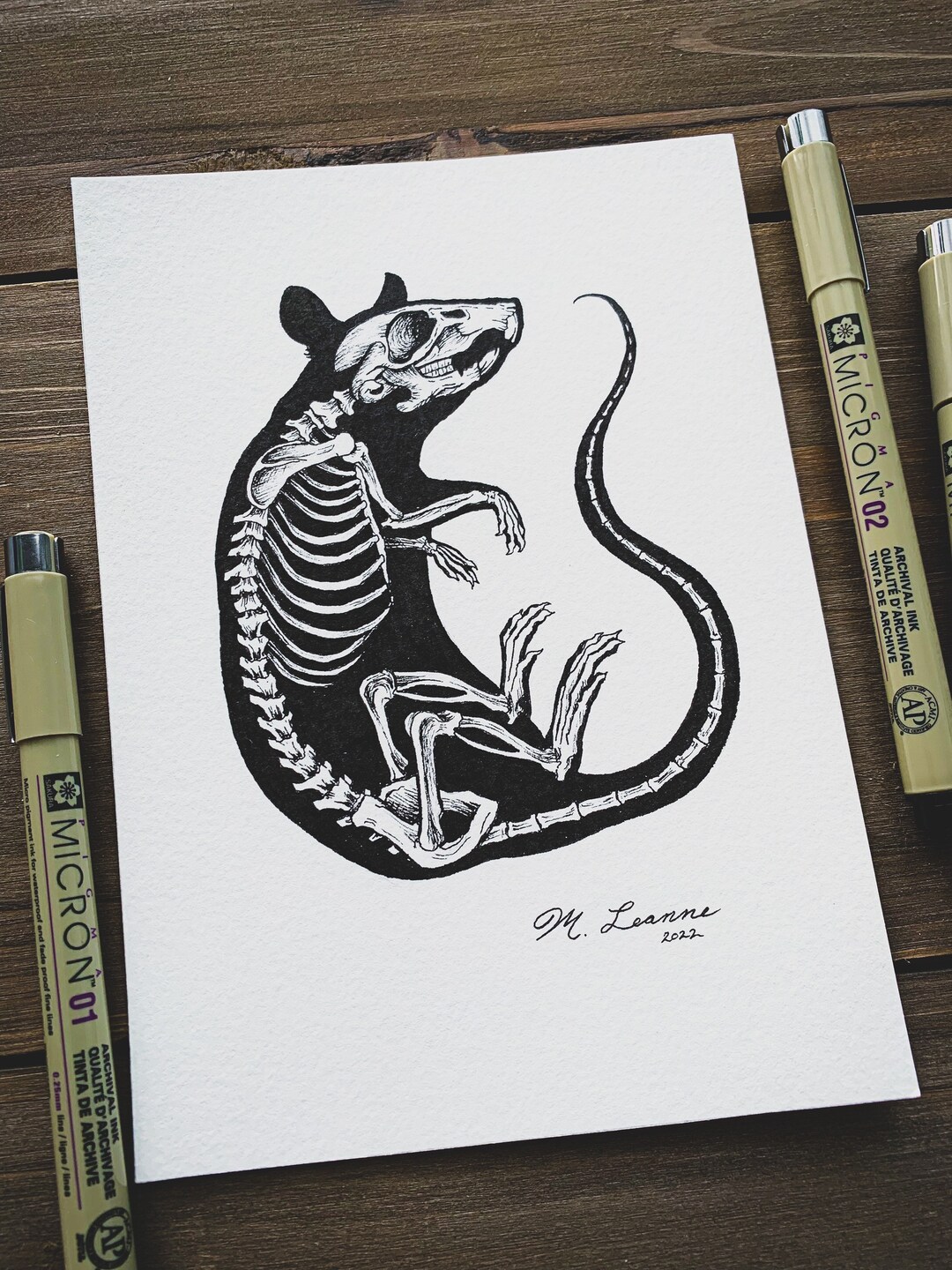 Rat Fine Art Print, Skeleton Rat Drawing, Original Art Print, Skeleton ...