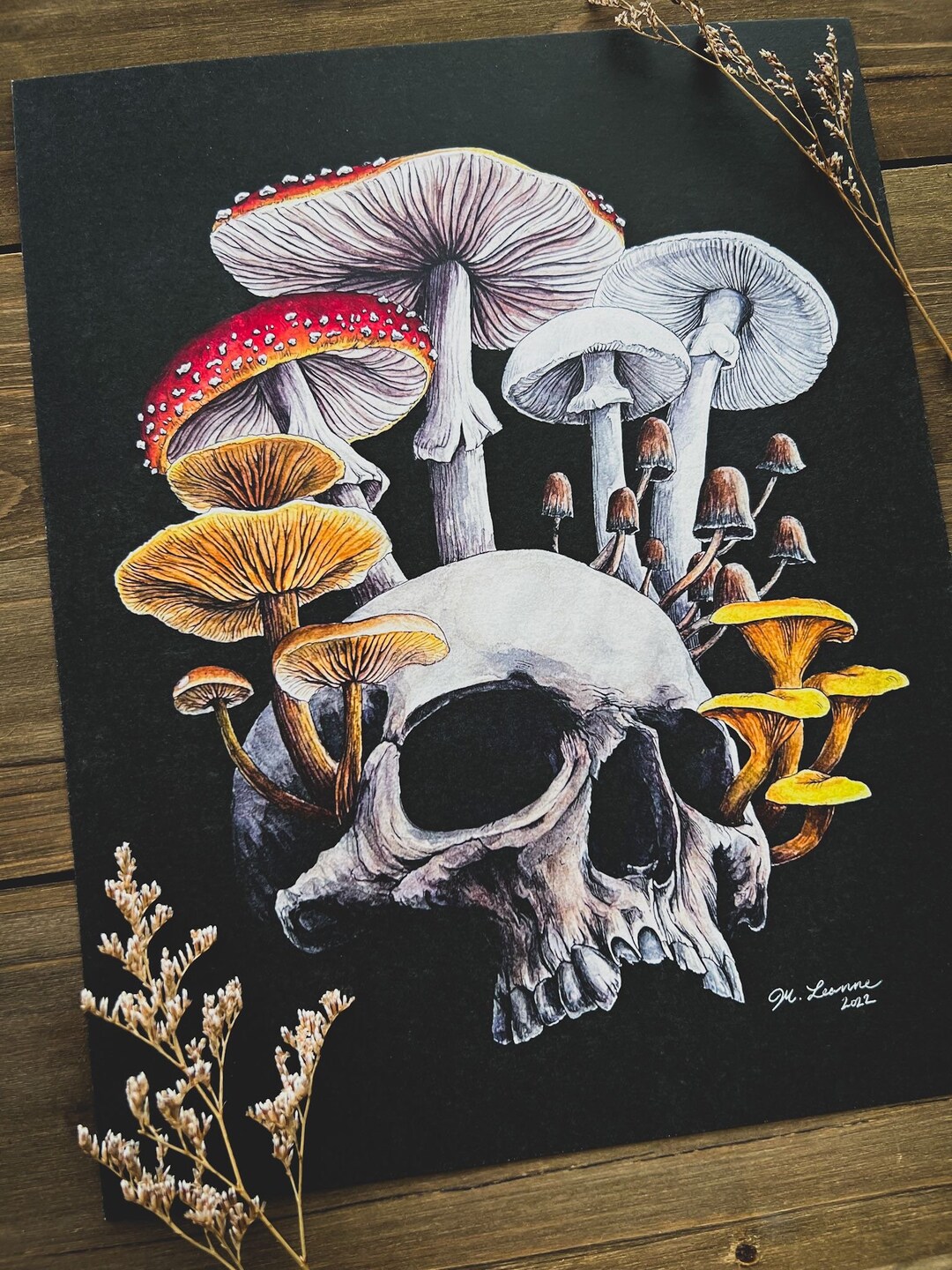 Decompose Fine Art Print Mushroom Skull Mushroom Art Skull - Etsy