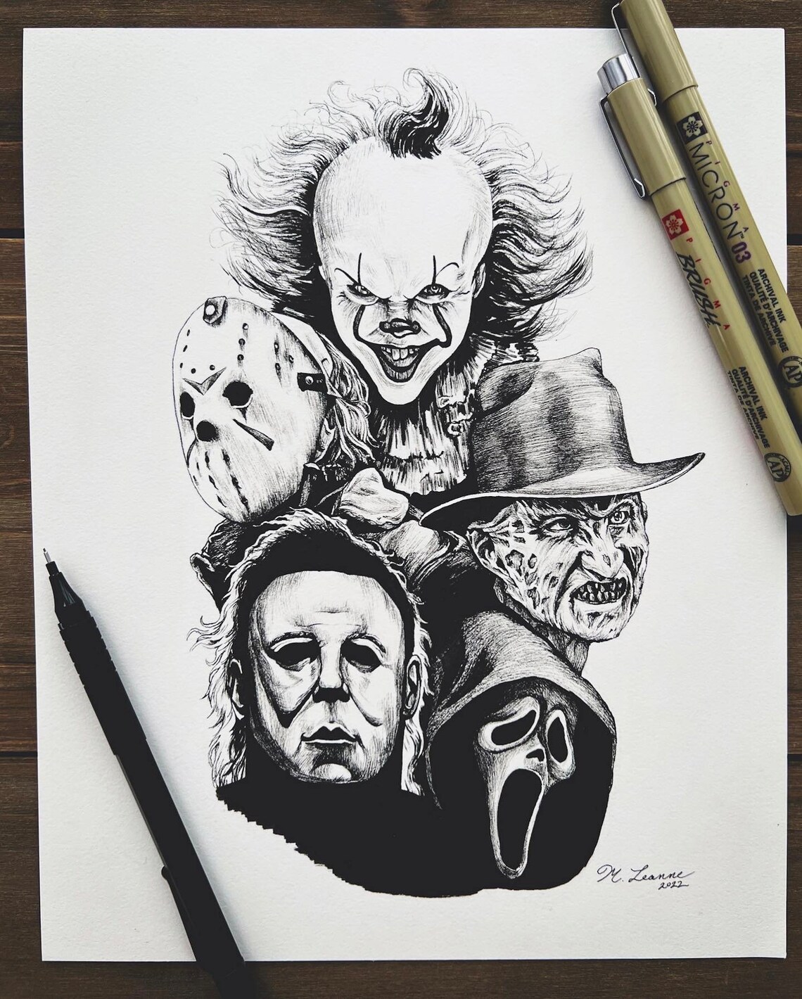 Slashers Art Print, Pen and Ink Drawing, Horror Movie Art , Fan Art ...