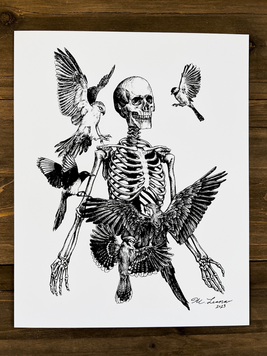 Letting Go Fine Art Print, Skeleton Drawing, Bird Art, Skeleton Art ...