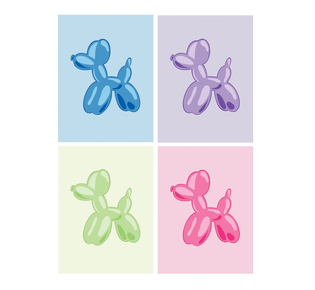 Preppy Balloon Dog Print Pack | Preppy Wall Art | Colorful Wall Art - Etsy